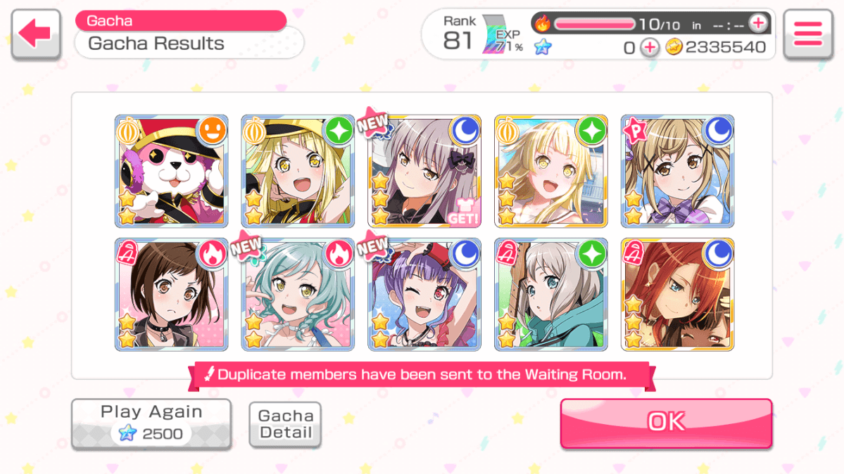 sigh i got ako and yukina. but not rinko. _ and two dupes. i wanna cry ... sigh i got ako and yukina. but not rinko. _ and two dupes. i wanna cry ...